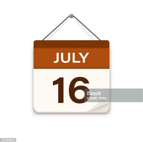 7월 16일 그림자가 있는 달력 아이콘입니다 일 월 모임 약속 시간 이벤트 일정 날짜입니다 플랫 벡터 그림입니다 0명에 대한 스톡 벡터 아트 및 기타 이미지 Istock
