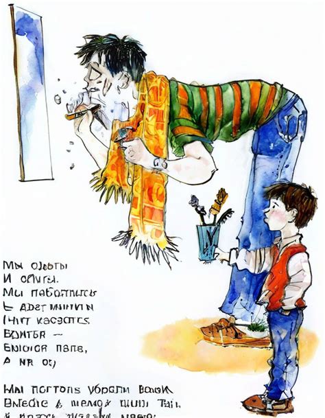 A cartoon picture of a man brushing his teeth by Вера Playground
