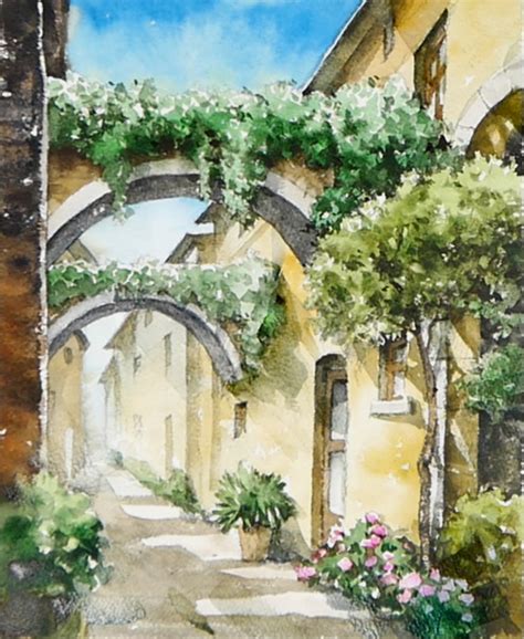 Namil Art 유럽 풍경 수채화 오래된 도시 스케치 And 칼라 혼합 보기 아르쉬 황목 남일수채화 Landscape Watercolor Old City