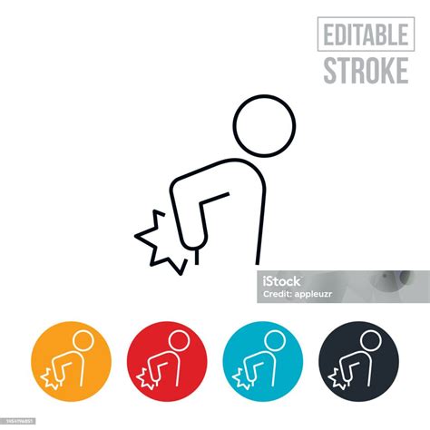 등 뒤로 손을 뻗어 고통에 뒤로 물러나는 사람 가는 선 아이콘 편집 가능한 스트로크 경련에 대한 스톡 벡터 아트 및 기타 이미지 경련 관절염 닿음 Istock