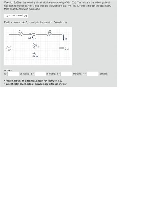 Solved Question Given The Following Circuit With The Chegg