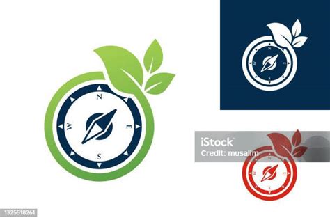 나침반 식물 로고 템플릿 디자인 벡터 엠블럼 디자인 개념 창조적 인 기호 아이콘 나침반에 대한 스톡 벡터 아트 및 기타 이미지 나침반 로고 잎 Istock