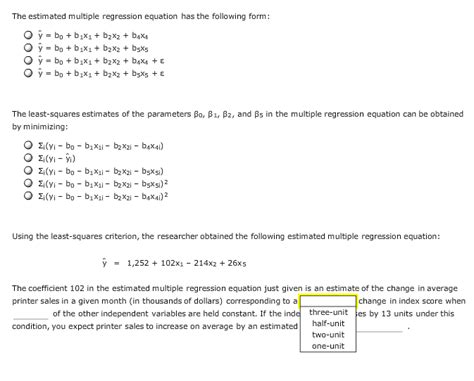 Solved 1 Multiple Regression Model And The Least Squares