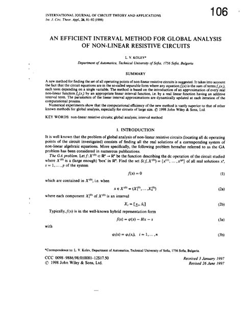 Pdf An Efficient Interval Method For Global Analysis Of Non Linear Resistive Circuits