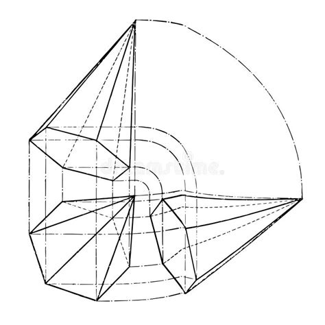 Projection Of Hexagonal Pyramid Vintage Illustration Stock Vector Illustration Of Vintage