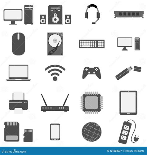 Icon Set Of Computer And Hardware Stock Vector Illustration Of Hardware Flat 121624237
