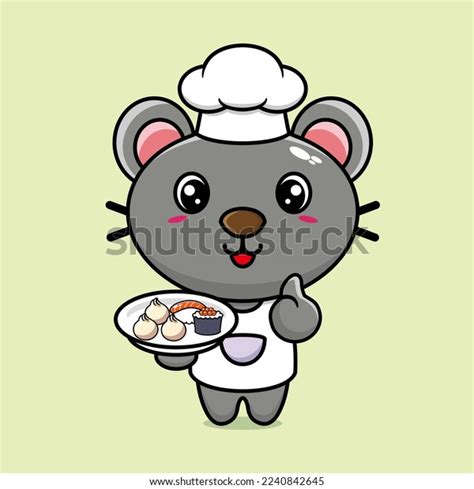 Cute Mouse Chef Cartoon Character Bring Stock Vector Royalty Free