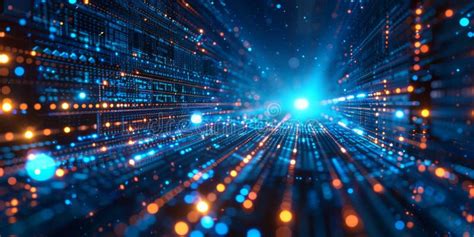 Futuristic Binary Code Display With Glowing Lights Symbolizing