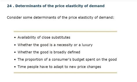 Solved 24 Determinants Of The Price Elasticity Of Demand