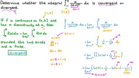 Question Video Determining Whether The Improper Integral Of A Rational Function Having