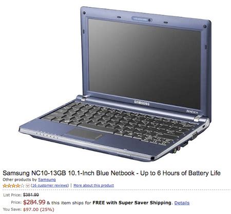 Deal Of The Day Samsung Nc Gb Inch Blue Netbook For Shipped Techeblog