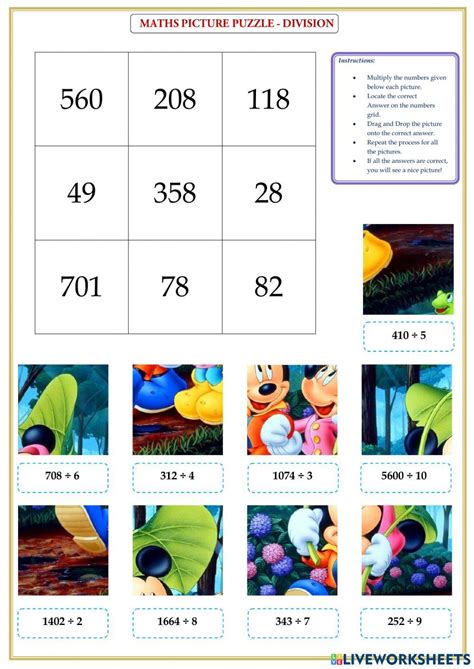 Maths Picture Puzzle Division Worksheet Live Worksheets Worksheets Library