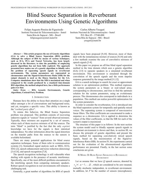 Pdf Blind Source Separation In Reverberant Environments Using Genetic Algorithms