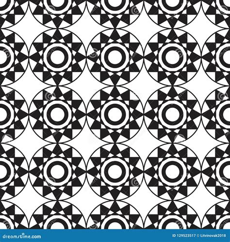 Seamless Pattern With Geometric Shapes Monochromel Illustration Stock Vector Illustration Of