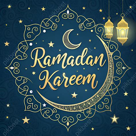 초승달과 랜턴을 가진 라마단 카림 이슬람 인사말 카드 배경 Png  무료 다운로드 Pikbest