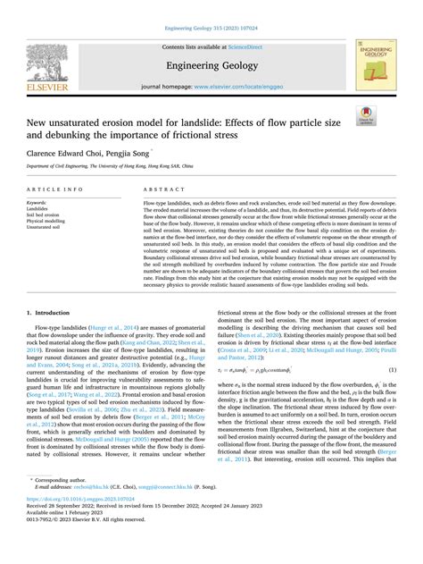 Pdf New Unsaturated Erosion Model For Landslide Effects Of Flow Particle Size And Debunking