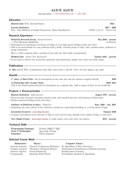 Latex Template For Academic Cv