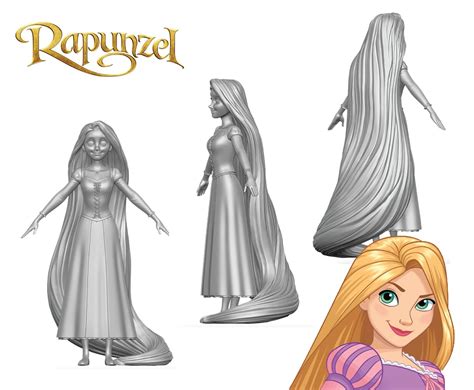 Rapunzel With Her Hair Down 3d Obj File Digital Instant Download Etsy