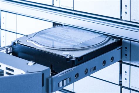 Swapping Hard Drive In Data Storage Array Used For Internet Clou Stock