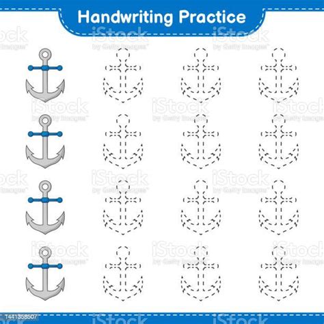 필기 연습 앵커의 추적 라인 교육 어린이 게임 인쇄 워크시트 벡터 일러스트 레이 션 0명에 대한 스톡 벡터 아트 및 기타 이미지 0명 개념 개발 Istock