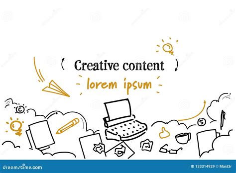 Creative Content Marketing Concept Sketch Doodle Horizontal Isolated