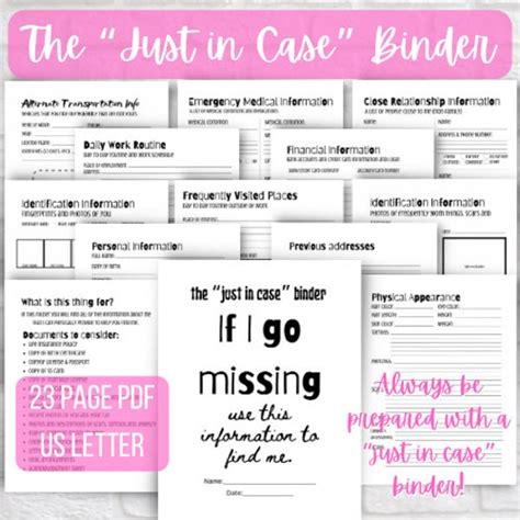 If I Go Missing Binder Etsy