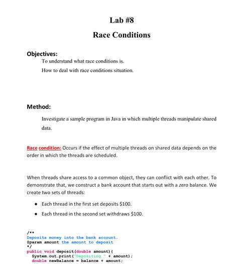 Solved Lab 8race Conditionsobjectives To Understand What