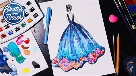 Уроки рисования Как нарисовать девушку в платье Фэшн иллюстрация Youtube