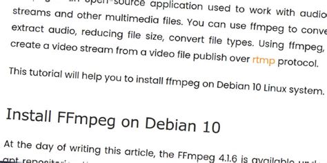 How To Install And Use Ffmpeg On Debian 10
