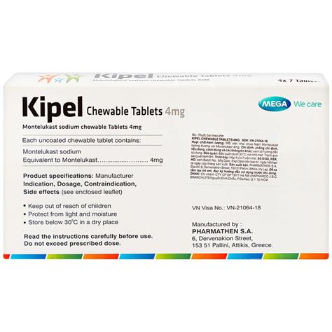 Thuốc Kipel Chewable Tablet 4mg Trị Hen Phế Quản Viêm Mũi Dị ứng