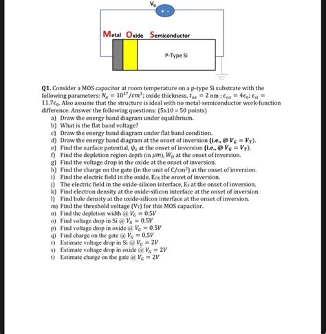 Solved Metal Oxide Semiconductor P Type Si Q1 Consider A
