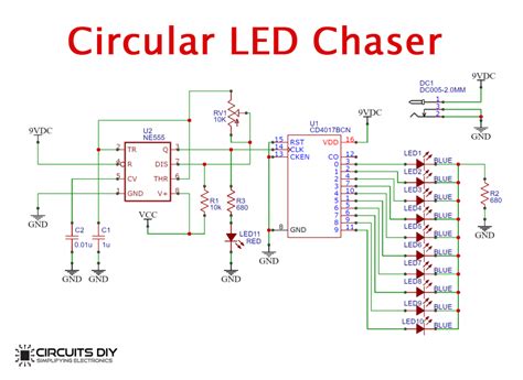 Led Chaser Circuit Using 555 And 4017 Dancing Led Diy Electronics