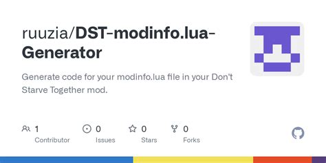 github ruuzia dst modinfo lua generator generate code for your