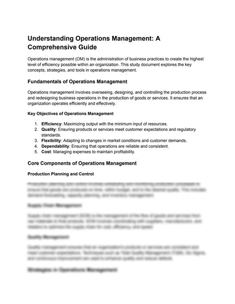 Solution Understanding Operations Management A Comprehensive Guide