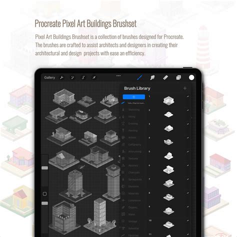 Procreate Pixel Art Buildings Brushset And Illustrations Toffu Co