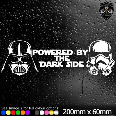Powered By Dark Side Car Sticker Window Decal Star Wars Darth Vader