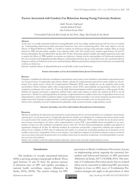 Pdf Factors Associated With Condom Use Behaviour Among Young