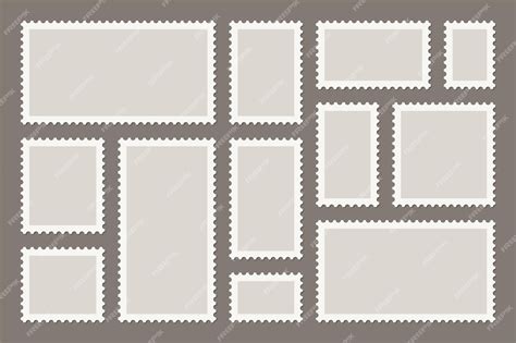 빈 우표 컬렉션 접착용 종이 우표 터 일러스트레이션 프리미엄 벡터