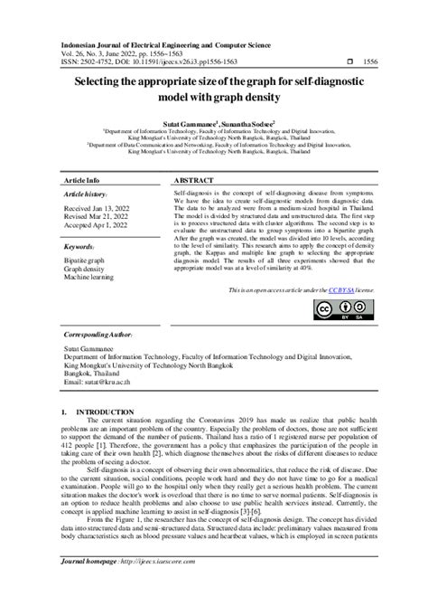 Pdf Selecting The Appropriate Size Of The Graph For Self Diagnostic Model With Graph Density
