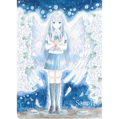 Yahoo オークション オリジナル手描きイラスト「祈り」透明水彩 F4サ