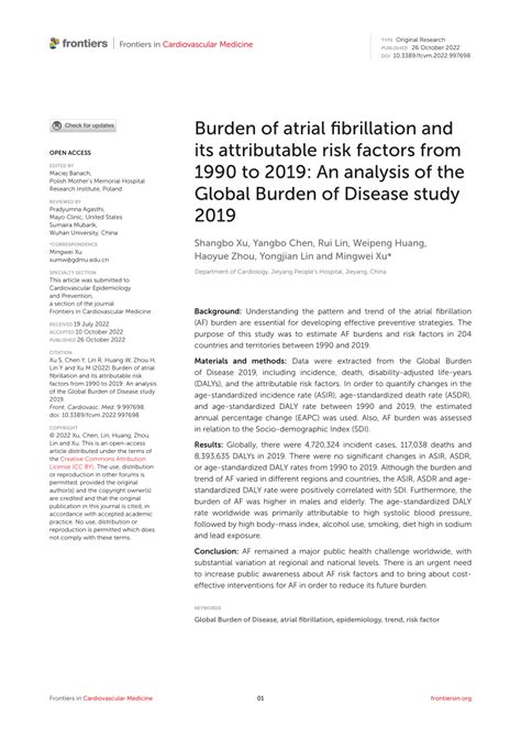 Pdf Burden Of Atrial Fibrillation And Its Attributable Risk Factors From 1990 To 2019 An