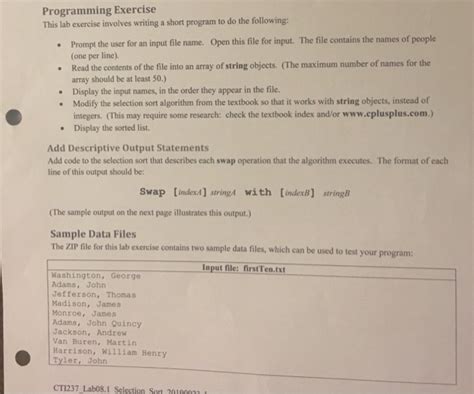 Solved Programming Exercise This Lab Exercise Involves Chegg Com