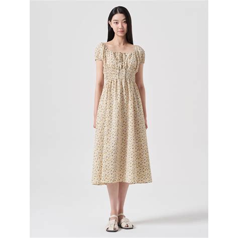 에잇세컨즈 플로럴 패턴 스모킹 롱 원피스 그린 354771mq6m