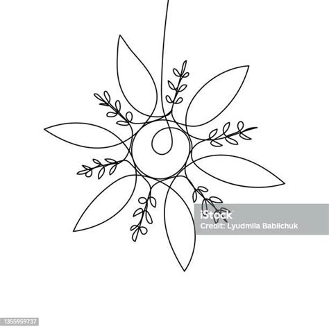 눈송이의 연속 한 줄 그리기 흰색 배경에 고립 된 새해 축하 개념 벡터 스케치 그림 0명에 대한 스톡 벡터 아트 및 기타 이미지
