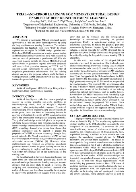 Pdf Trial And Error Learning For Mems Structural Design Enabled By