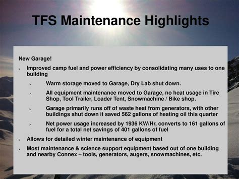 Tfs Science Support And Maintenance Report Ppt Download