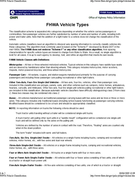 Fhwa Vehicle Classification Pdf Axle Truck
