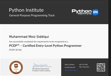 Muhammad Moiz Siddiqui On Linkedin I Have Earned The Pcep Certified