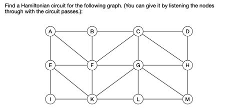 Solved Find A Hamiltonian Circuit For The Following Graph
