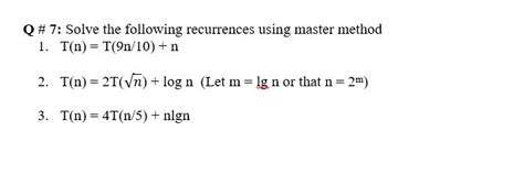 Solved Design Of Algorithms Recurrences Using Master